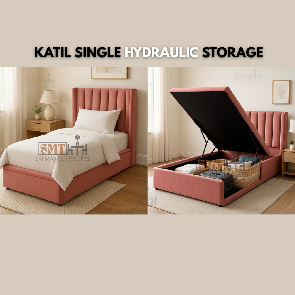 Single Bed with Hydraulic Storage / Katil Single Stor Hidraulik – Easy ...