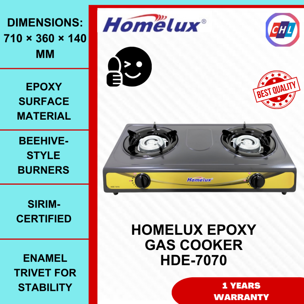 Homelux HDE-7070 Epoxy Double Burner Gas Cooker | Shopee Malaysia