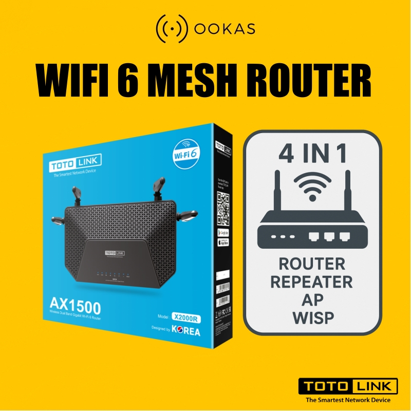 TOTOLINK X2000R AX1500 WiFi 6 Gigabit Router EasyMesh | AP / Repeater ...