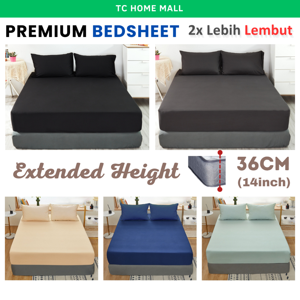 Cadar Tilam Plain Premium Fitted Bed sheet Homestay 床单 Single / Super ...