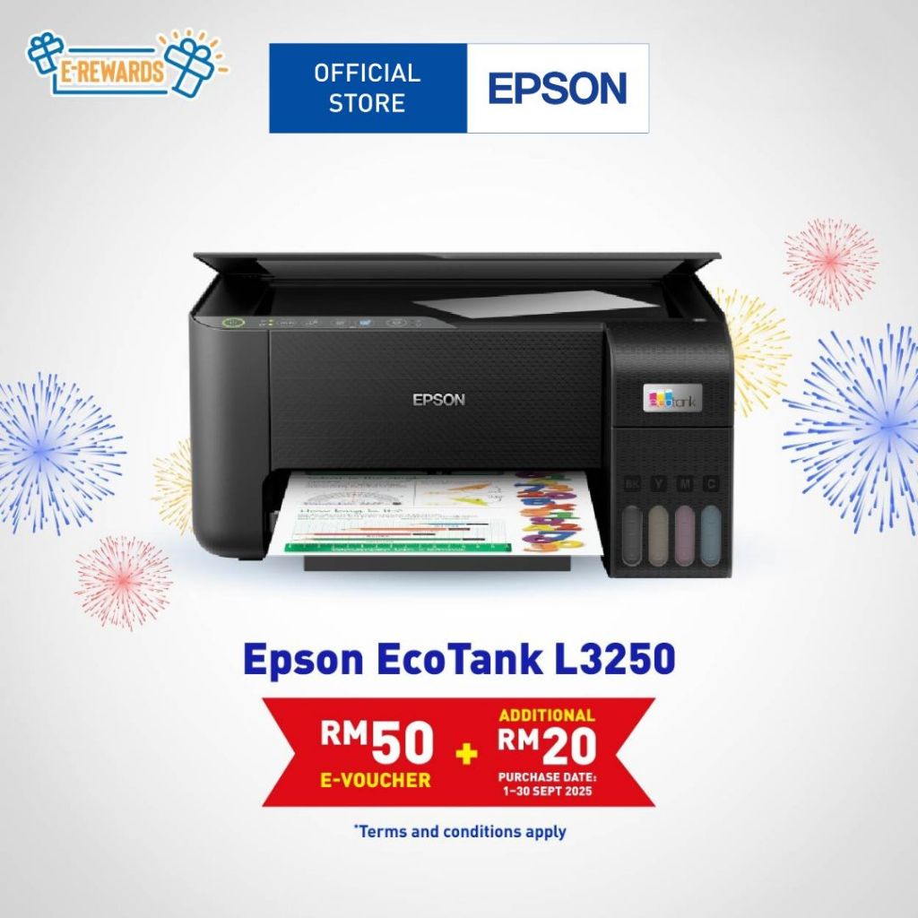 [REDEEM TNG RM 70 + FREE MYSTERY GIFT] Epson EcoTank L3250 A4 Wi-Fi All-in-One Ink Tank Printer ...