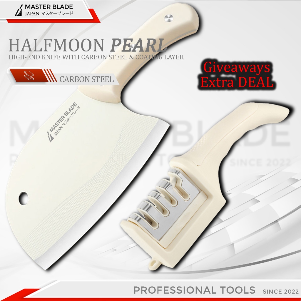 MASTER BLADE 2in1 Pisau Dapur Halfmoon Pearl 2025 - Bilah Keluli Karbon ...
