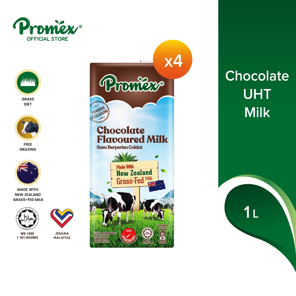 Promex Grass-fed UHT Chocolate Flavoured Milk (1L x 4) | Shopee Malaysia