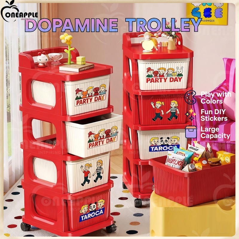 🌈Dopamine Rolling Trolley Storage Cabinet – ONEAPPLE DIY Multi-Layer ...