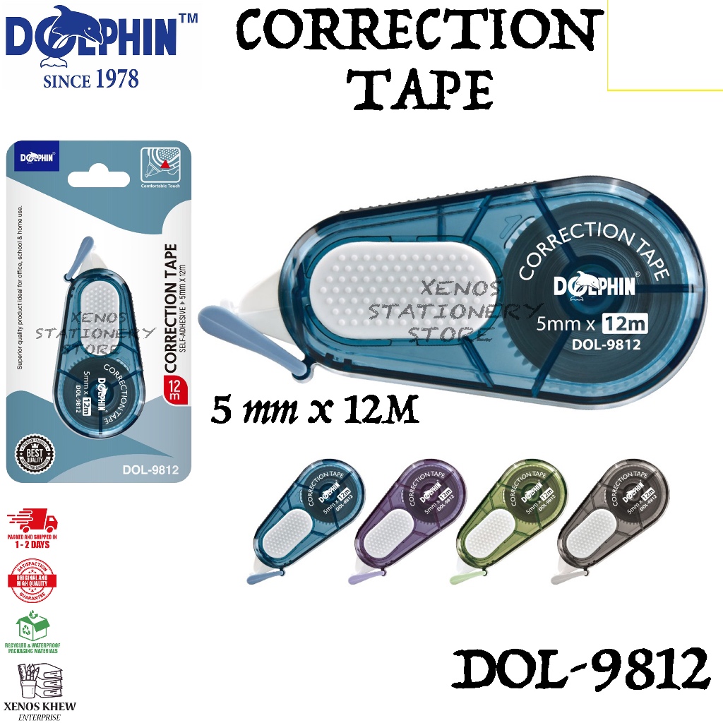 Dolphin Correction Tape 5mm x 12m DOL-9812 (READY STOCK) | Shopee Malaysia