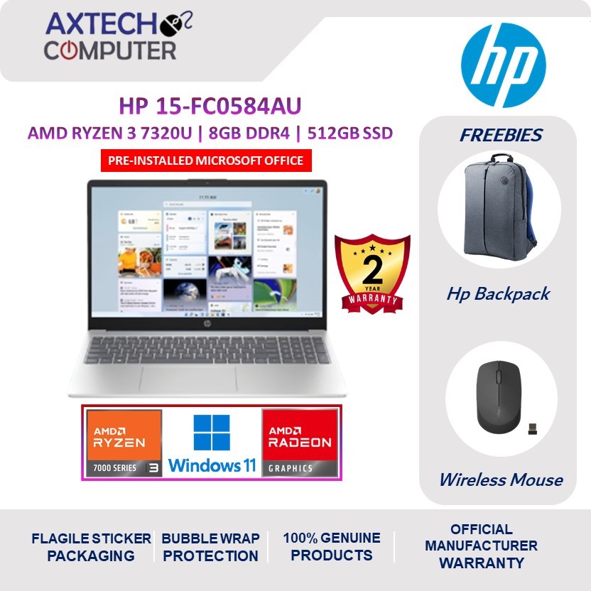 HP 15-fc0584AU 15.6" FHD Laptop Moonlight Blue ( Ryzen 3 7320U, 8GB ...