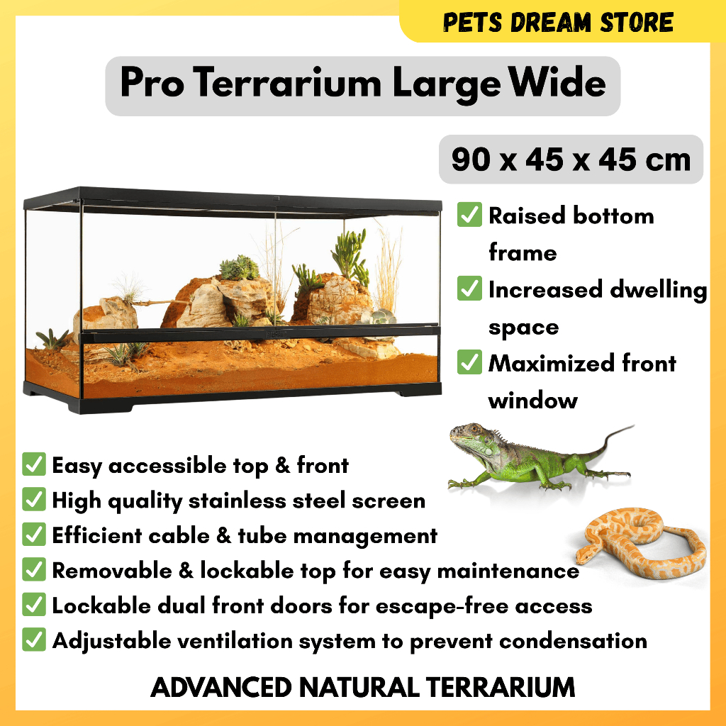 Exo Terra PRO TERRARIUM LARGE WIDE 90x45x45 PT4412 ADVANCED REPTILE ...