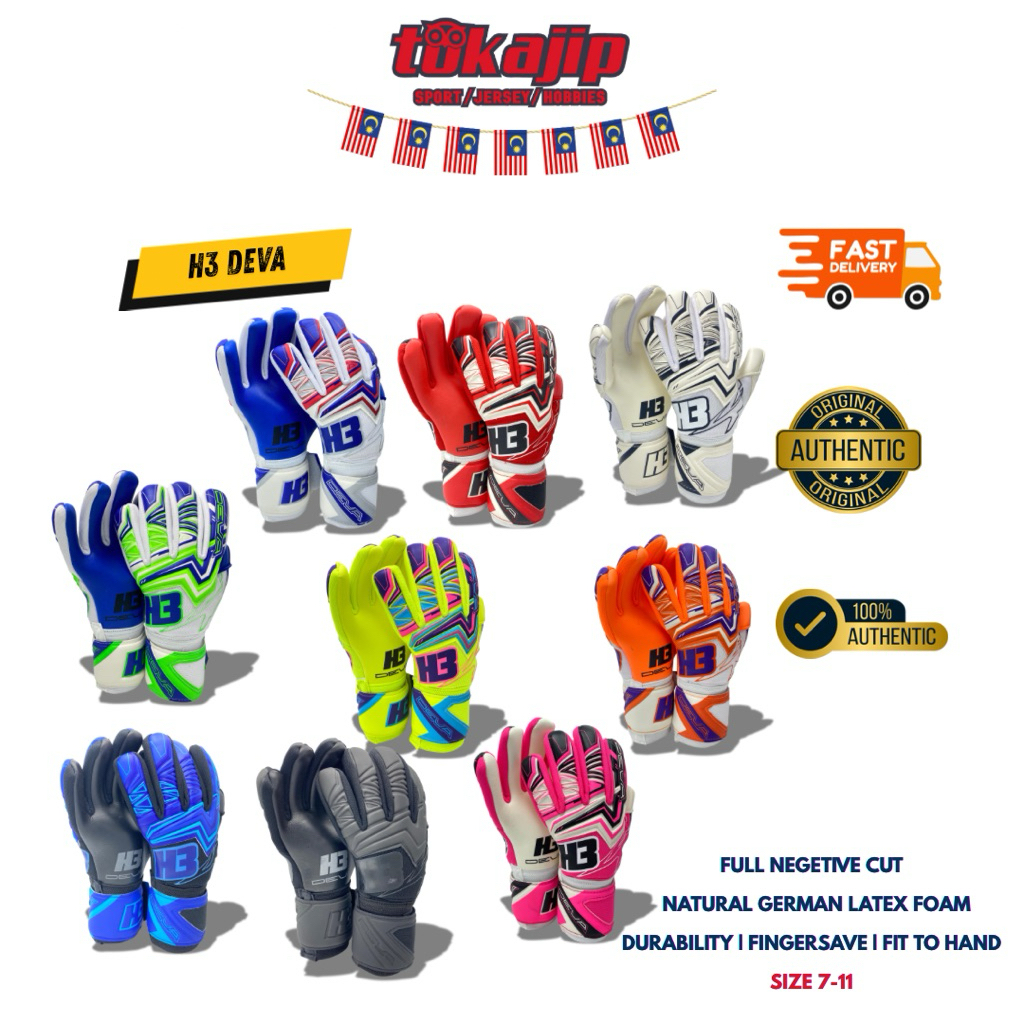 H3 DEVA GOALKEEPER GLOVE, 5PCS FINGERSAVE. Sarung Tangan Penjaga Gol ...