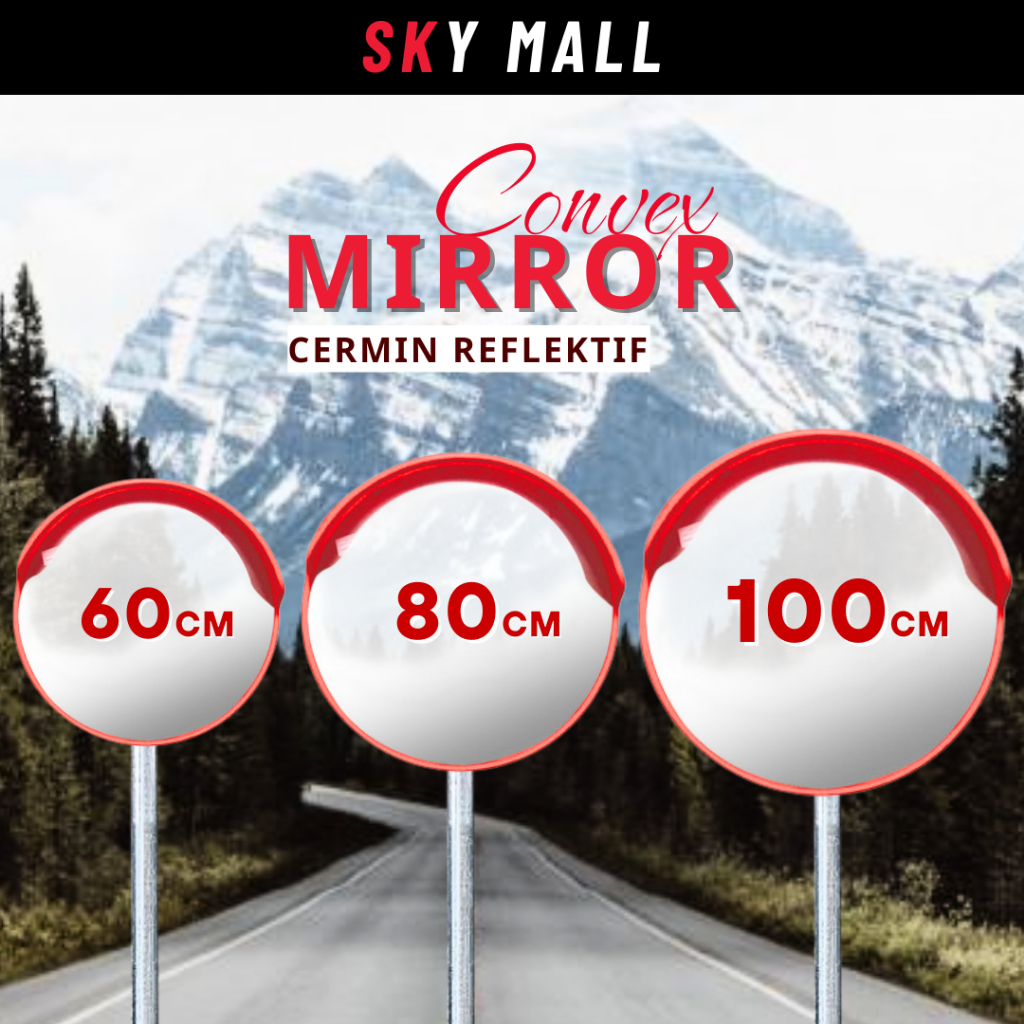 CONVEX MIRROR 60/80/100CM PC Plastic Orange Outdoor Safety Road Traffic ...