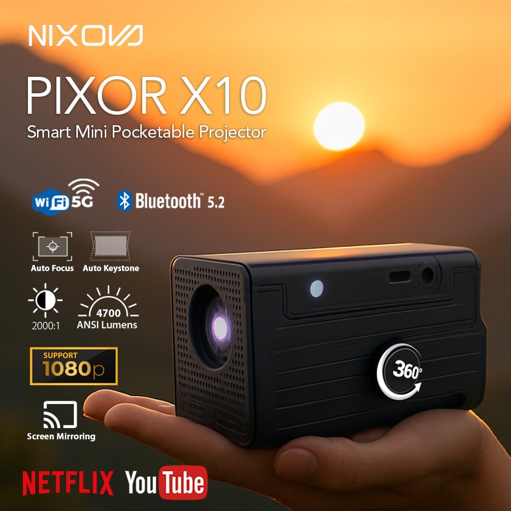 NIXOVA PIXOR X10, Smart Projector, Your Pocket-Sized Mini Cinema ...