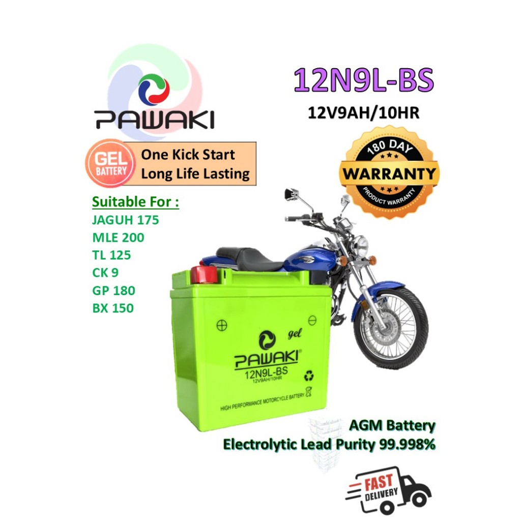 Pawaki Gel Bateri Motor 12N9L-BS Battery Motorcycle MODENAS JAGUH 175 ...