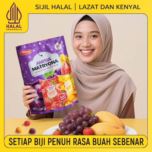 [COD]Coowy Fruit Sandwich gummy 65 keping Halal Mangga Anggur Strawberi ...