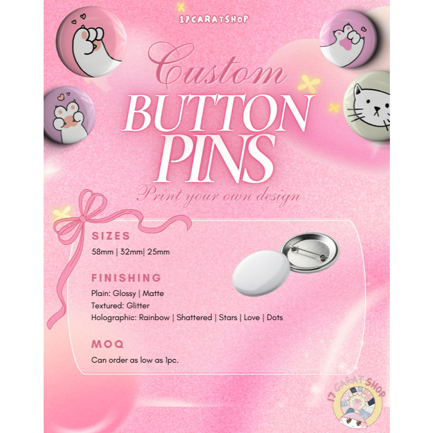 Custom Button Pins Button Badges - Print you own design 58/32/25mm ...
