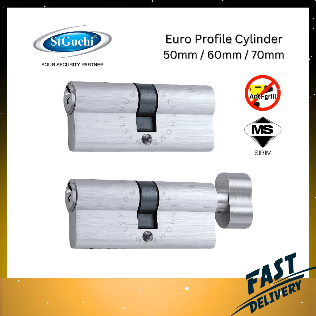 ST Guchi Euro Profile Cylinder Door Lock (Standard Key) - Single ...