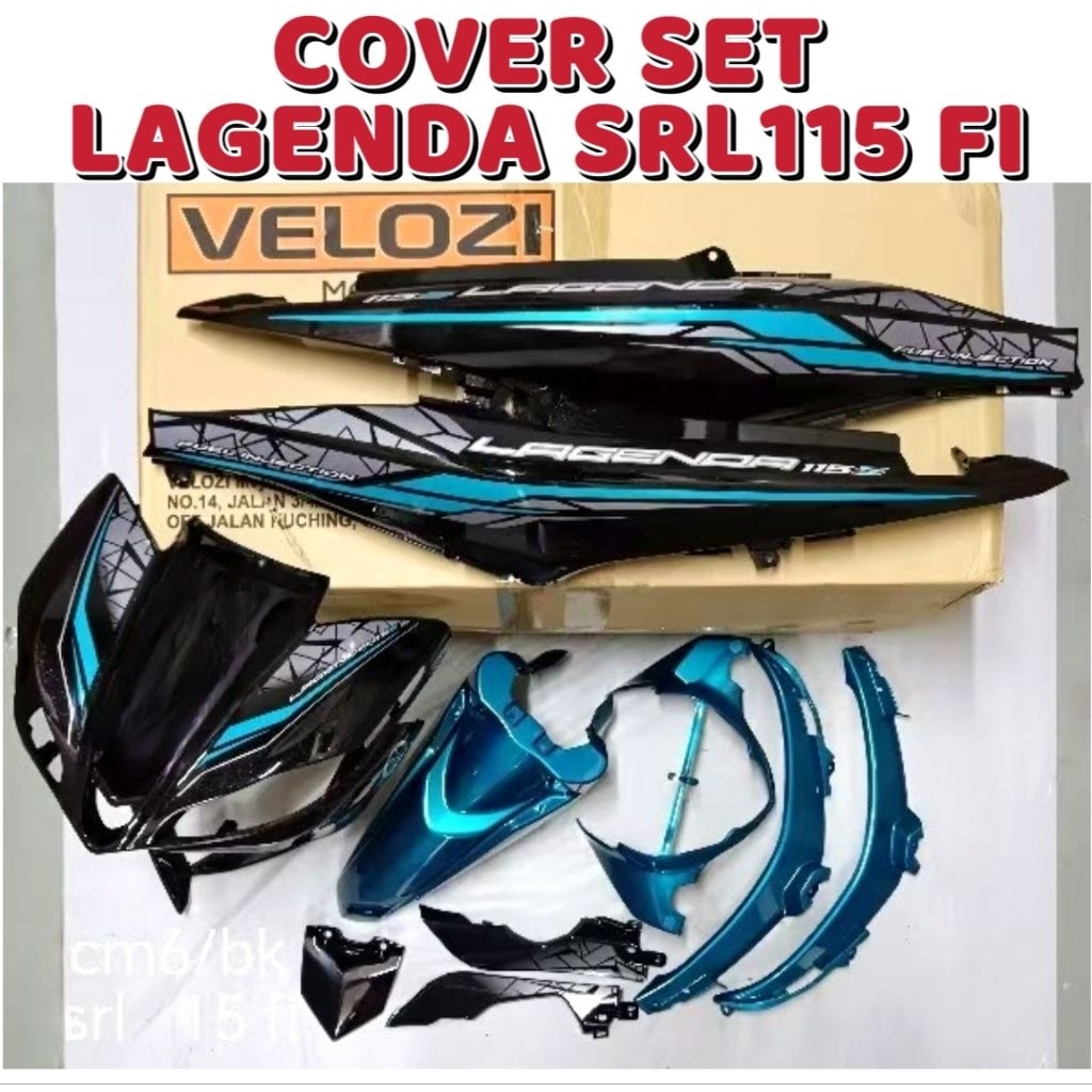 LAGENDA SRL115 FI BODY COVER SET VELOZI COLOUR CM6 BLACK FUEL INJECTION ...