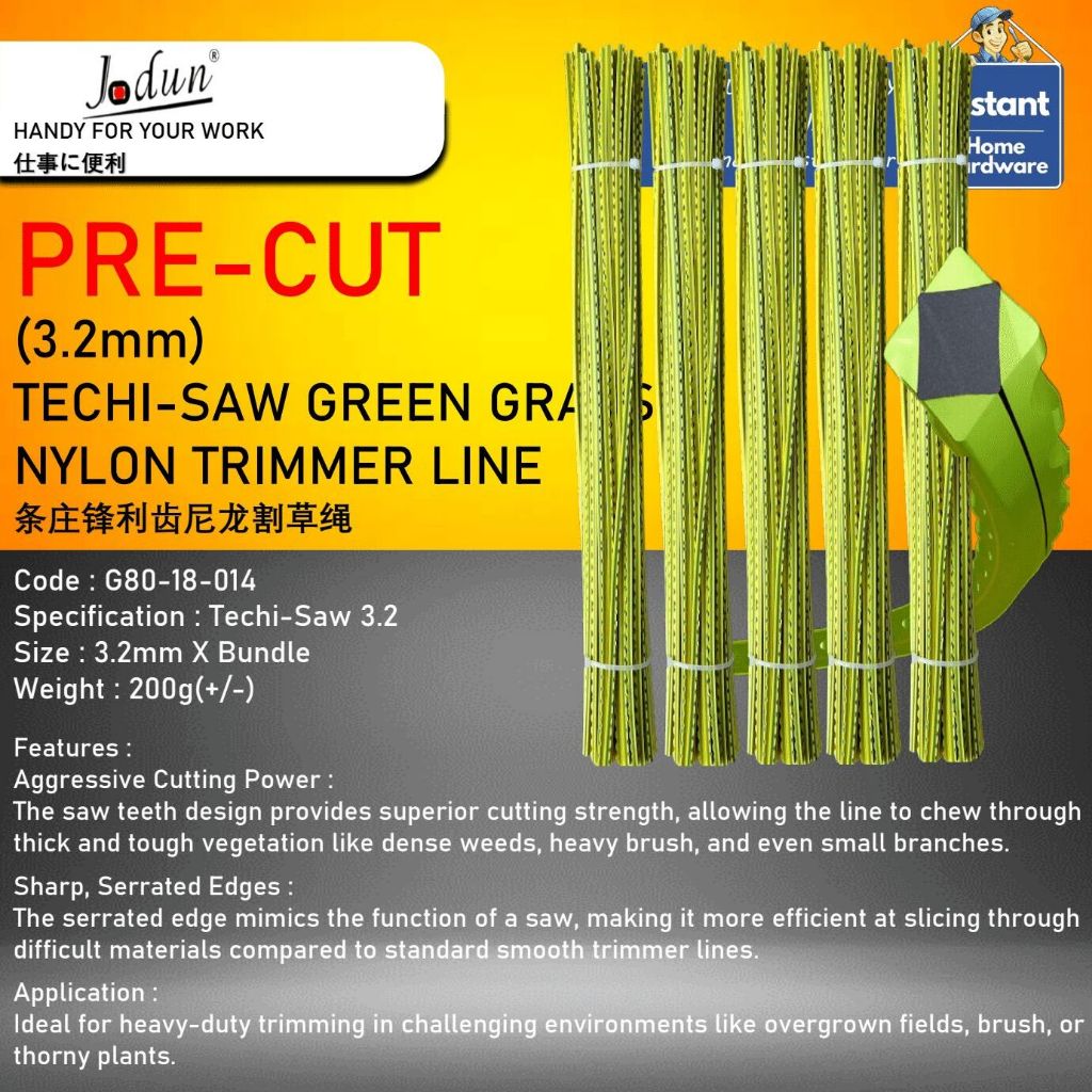 JODUN (PIRING TALI) 12" X 3.2MM PRE-CUT Techni-Saw Green Grass Nylon ...