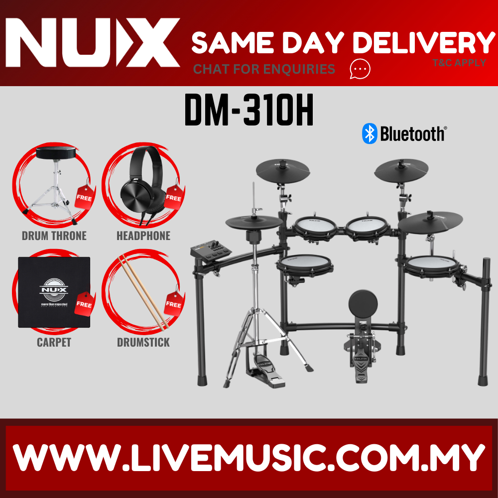 Nux DM-310H Full Set Digital Electronic Drum with Bluetooth and Dual ...