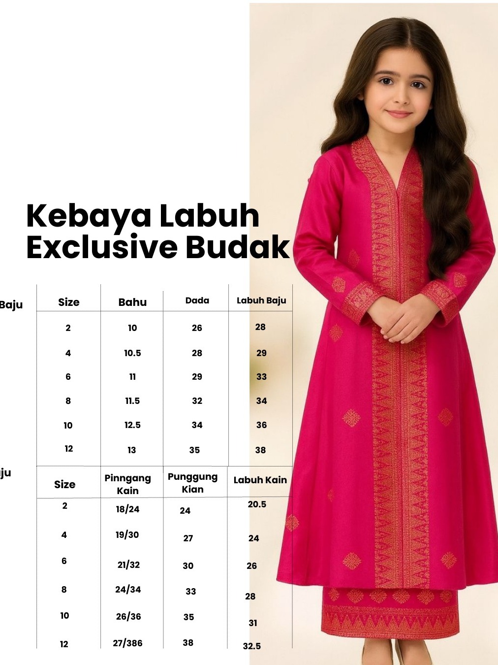 Baju Kebarung Labuh Budak Exclusive +Veil Free Sungket bunga tabur anak ...