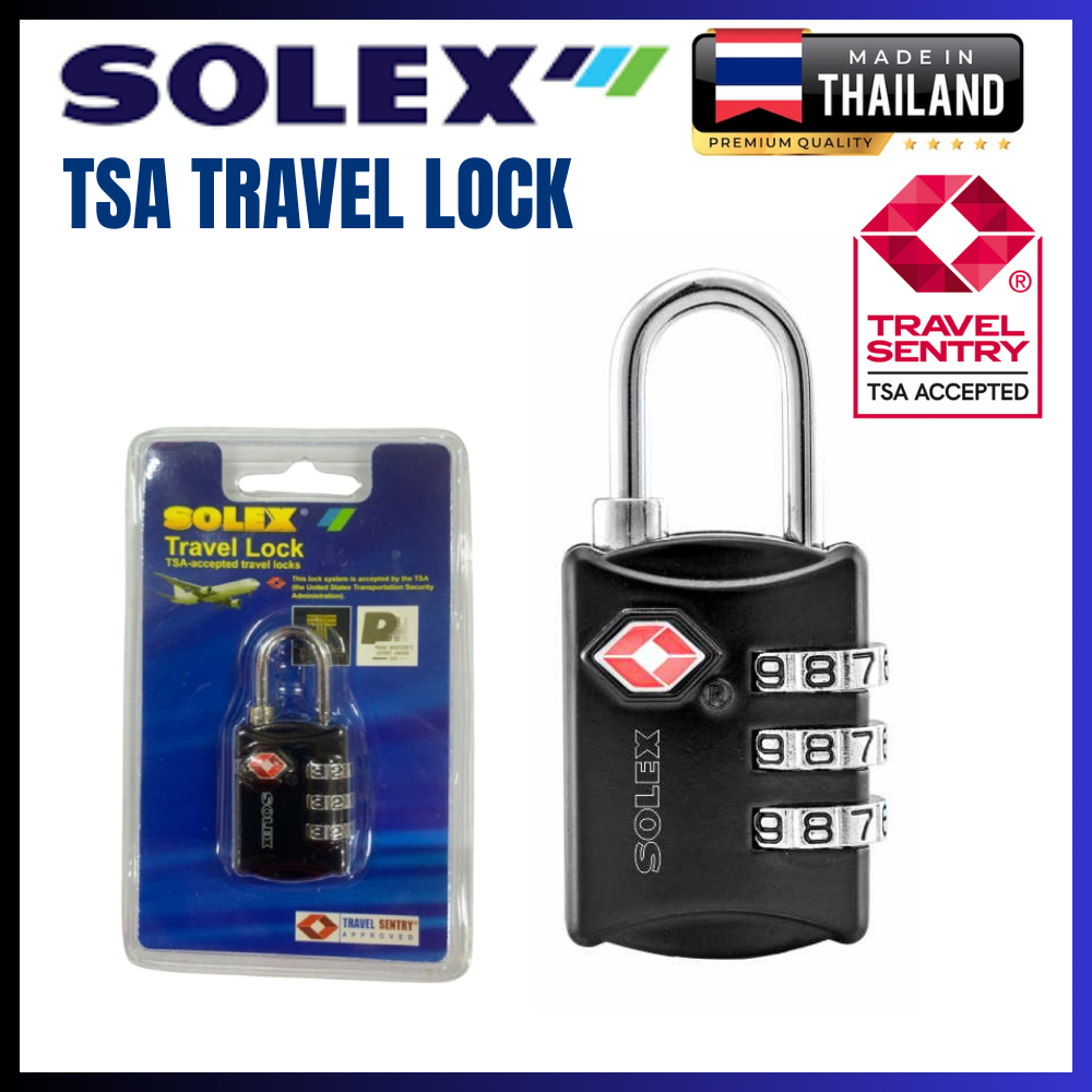 (100% Original) SOLEX Premium TSA PADLOCK ZINC ALLOY 3 Digit ...