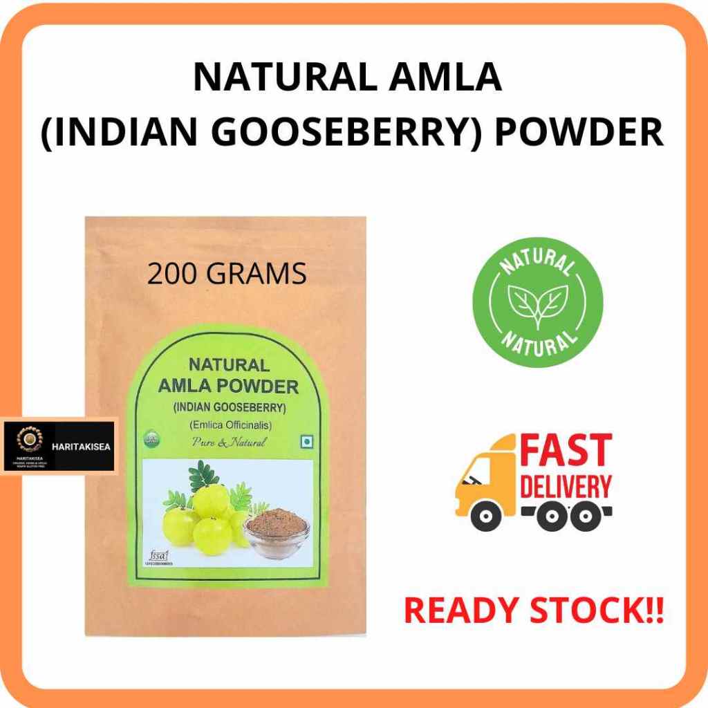 NATURAL AMLA (INDIAN GOOSEBERRY) POWDER 200 GMS (Serbuk Amla, Nellikai ...