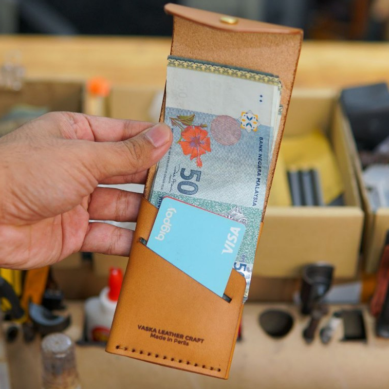 Vaska Slim Fold Wallet 100% Handmade Genuine Leather | Shopee Malaysia