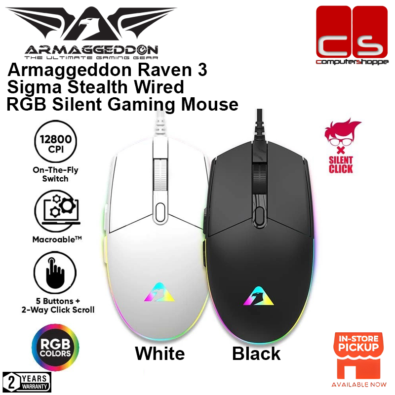 Armaggeddon Raven 3 Sigma Stealth Wired RGB Silent Gaming Mouse | 12800 ...