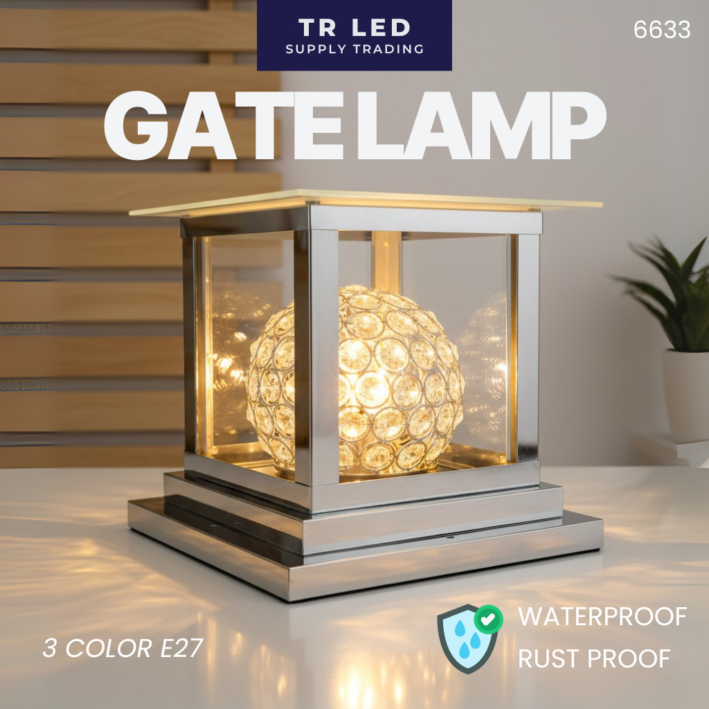 Bola Bulat Putih NON KARAT 2in1 Aluminium Outdoor Gate Lamp Gate Light ...