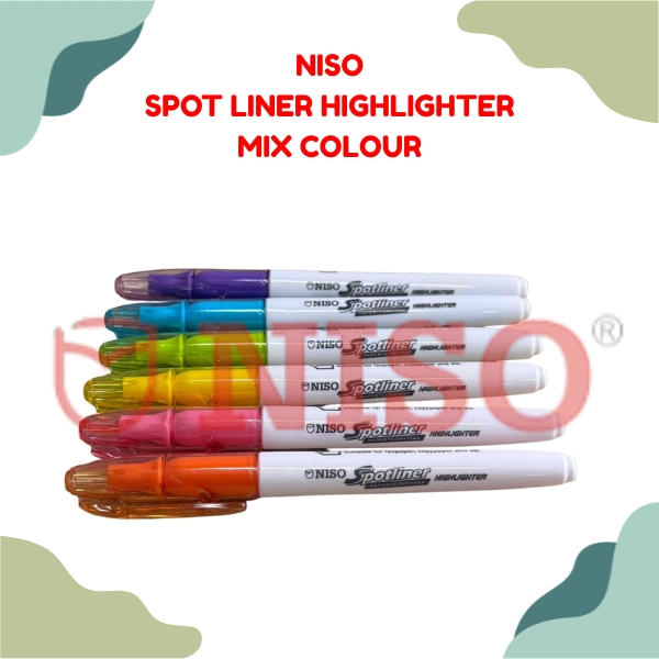 [NISO] Spot Liner Highlighter Non-Toxic - (6 Colour in 1 Pack) | Shopee ...