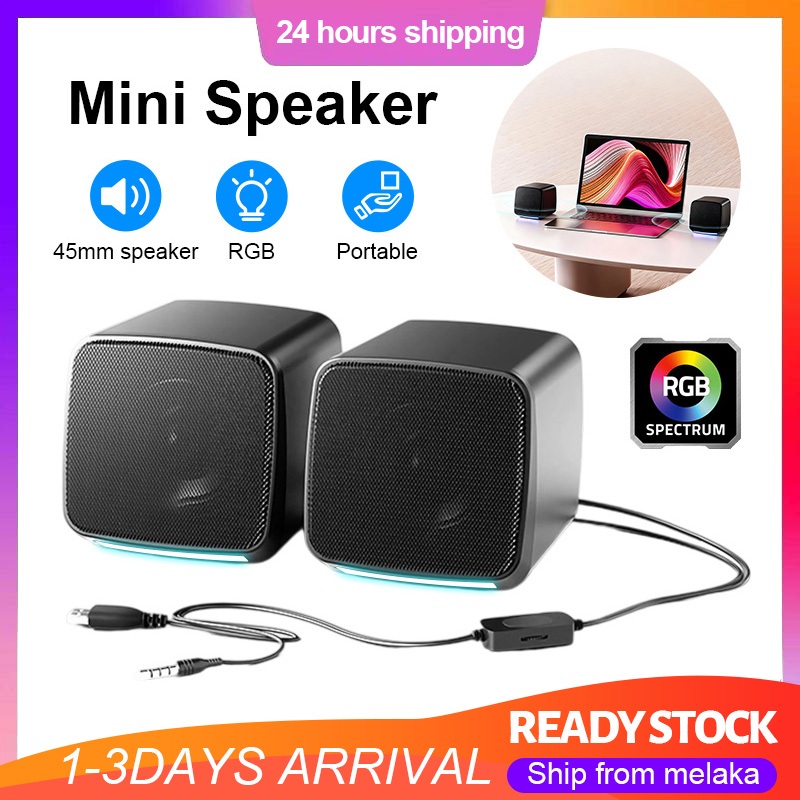 Mini USB Desktop Speakers Hi-Low Dual Speaker Design PC Mobile Computer ...