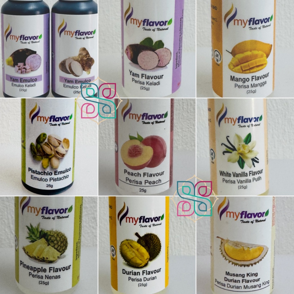 MY FLAVOR Perisa Food Flavour Emulco 25g Pistachio Peach Orange Vanilla ...