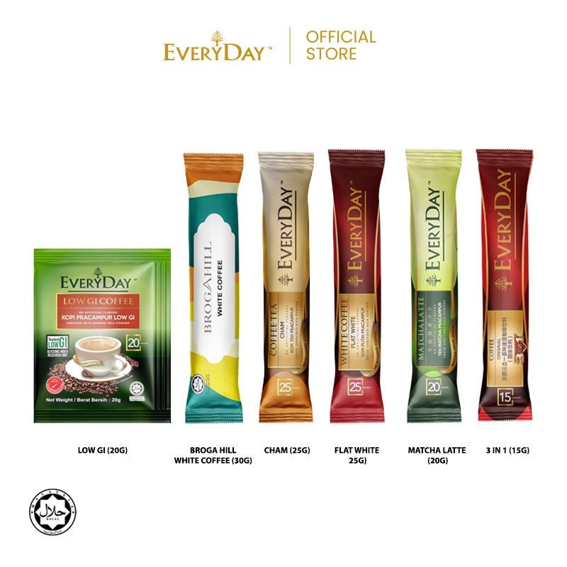 EVERYDAY Original 3in1/Matcha/Cham/Low Gi/Flat White/White Coffee ...