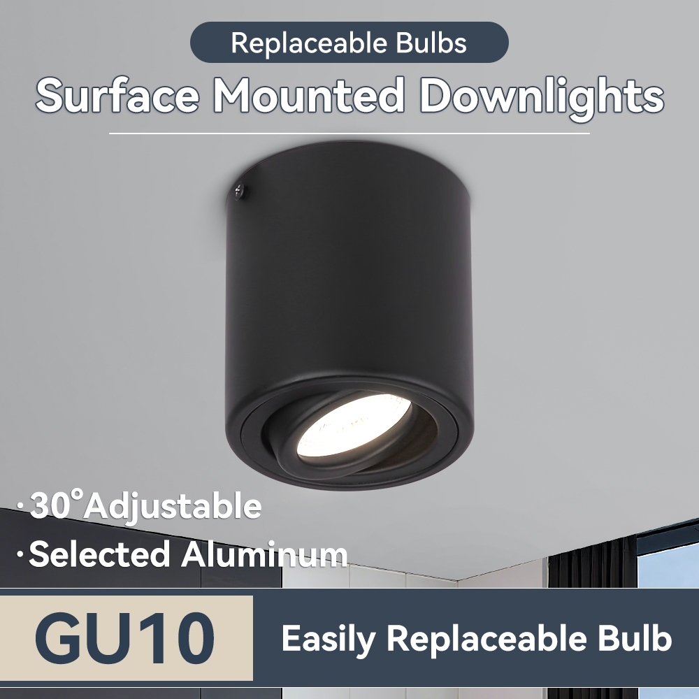 Surface Downlight Spot Light Replaceable GU10 Angle Adjustable Ceiling ...