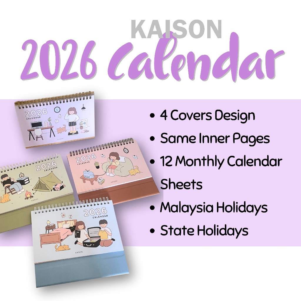 #02 KAISON Table Desk Calendar 2026 / Malaysia Holidays Date / Students ...