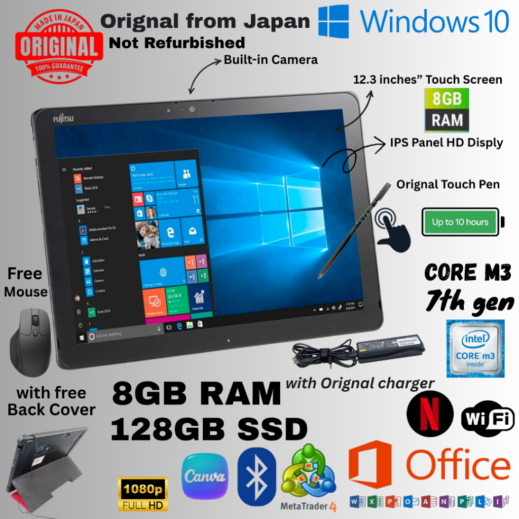 FUJITSU WINDOW 10 TAB 8GB RAM 128GB SSD FULL HD 12.3INCH 1KG SLIM ...