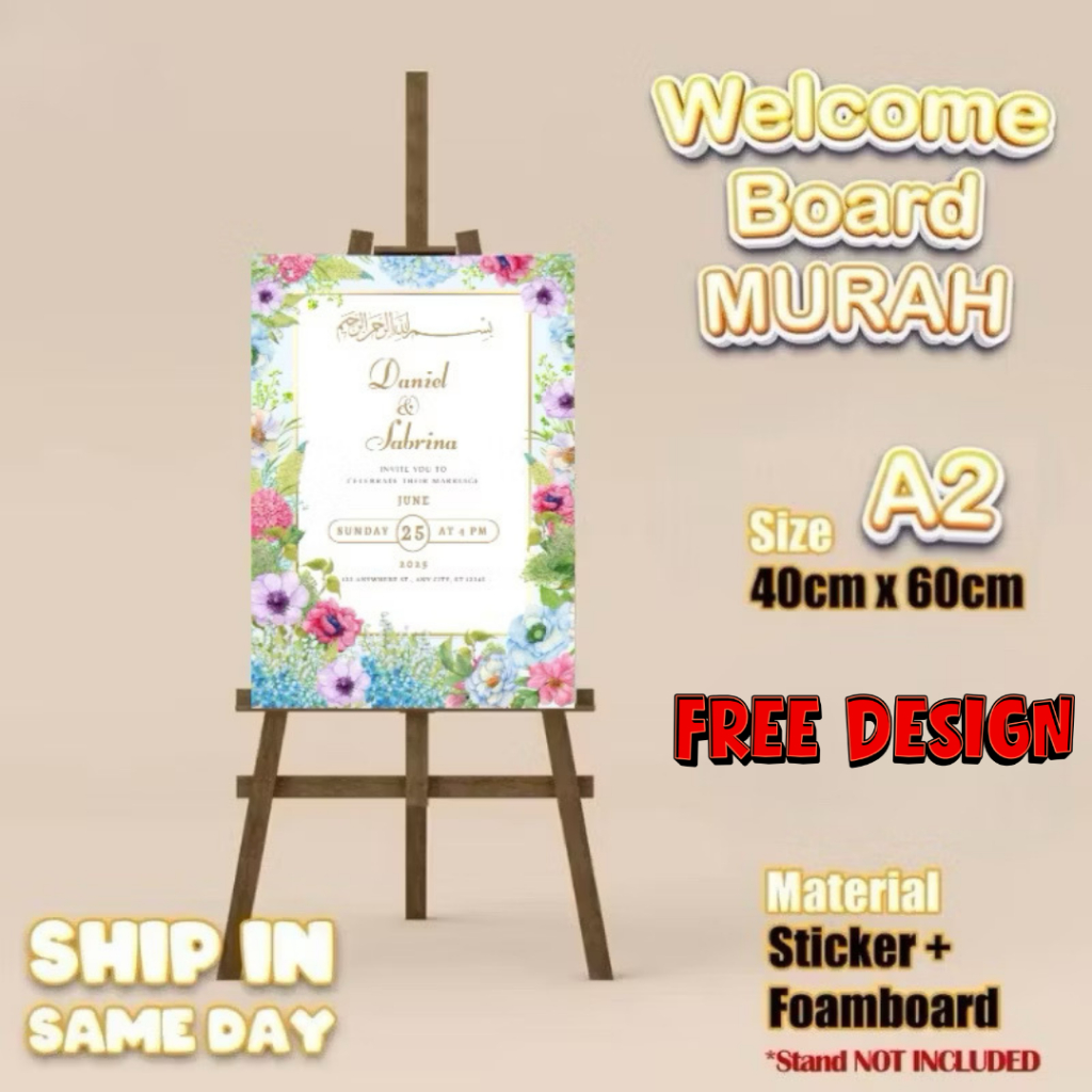 A2 Welcome Board | MURAH Signage |Perkahwinan/Majlis/Program| Sticker ...