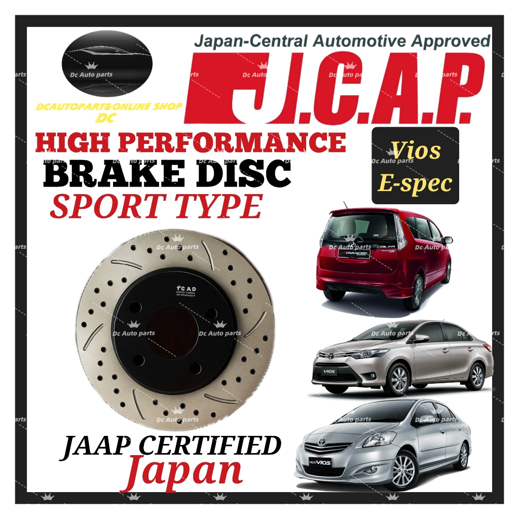 JCAP JAPAN TOYOTA VIOS NCP93 NCP150 ALZA 14Y (E-SPEC ) DRILLED SLOTTED ...
