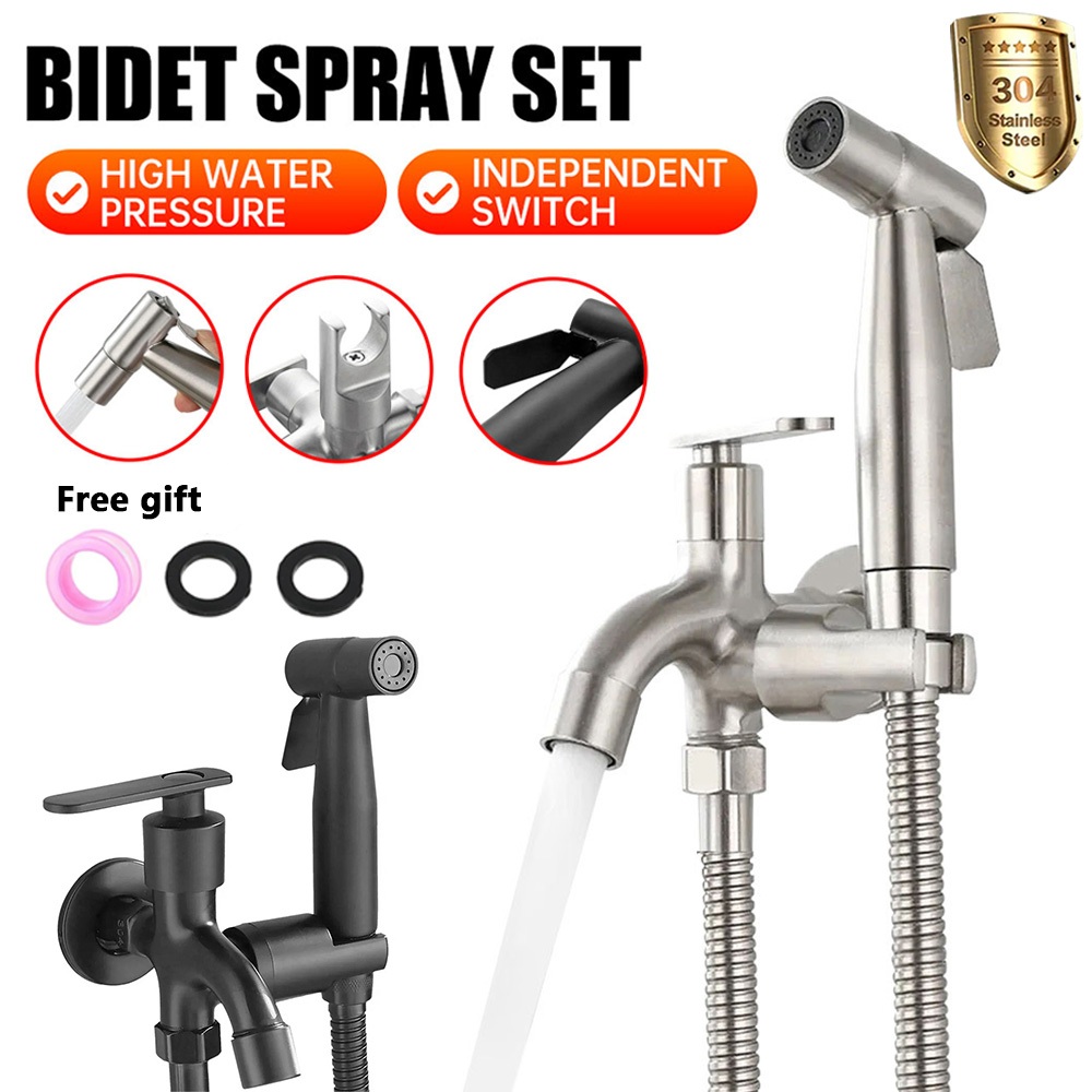 🔥Bidet Spray Set High-Pressure Stainless Hand Bidet Twoway Tap Faucet ...