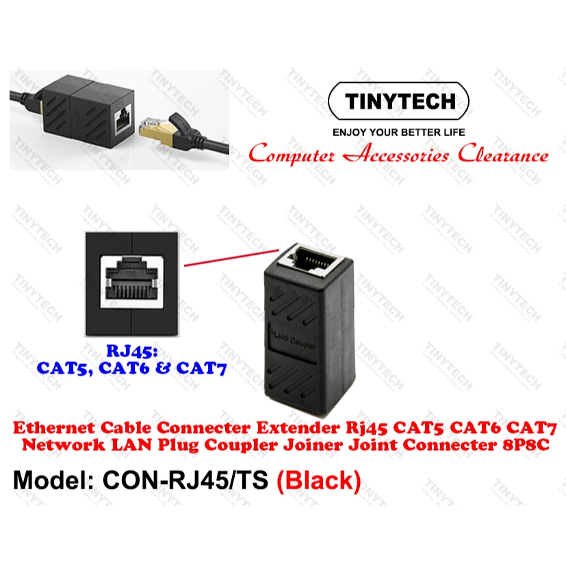 CON-RJ45/TS ETHERNET CABLE EXTENDER RJ45 CAT5 CAT6 CAT7 NETWORK LAN ...