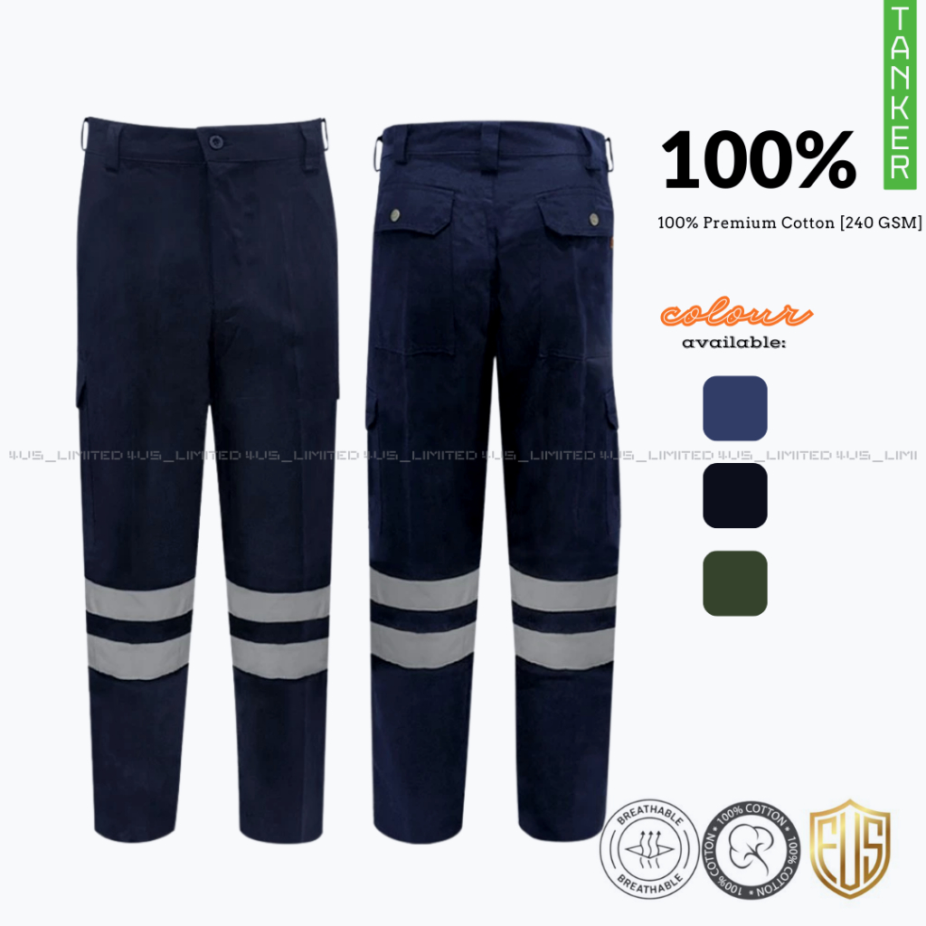 TANKER 100% Cotton Safety Cargo Pants | Premium Reflective Pants | Work ...