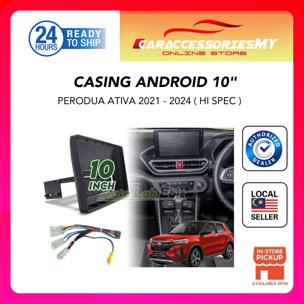 Perodua Ativa 2021-2024 Android Player Casing 10" inch with reverse ...