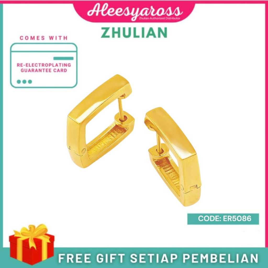 [ER5086] Subang Segi Empat ZHULIAN Gold Plated Earring Jewellery Subang ...