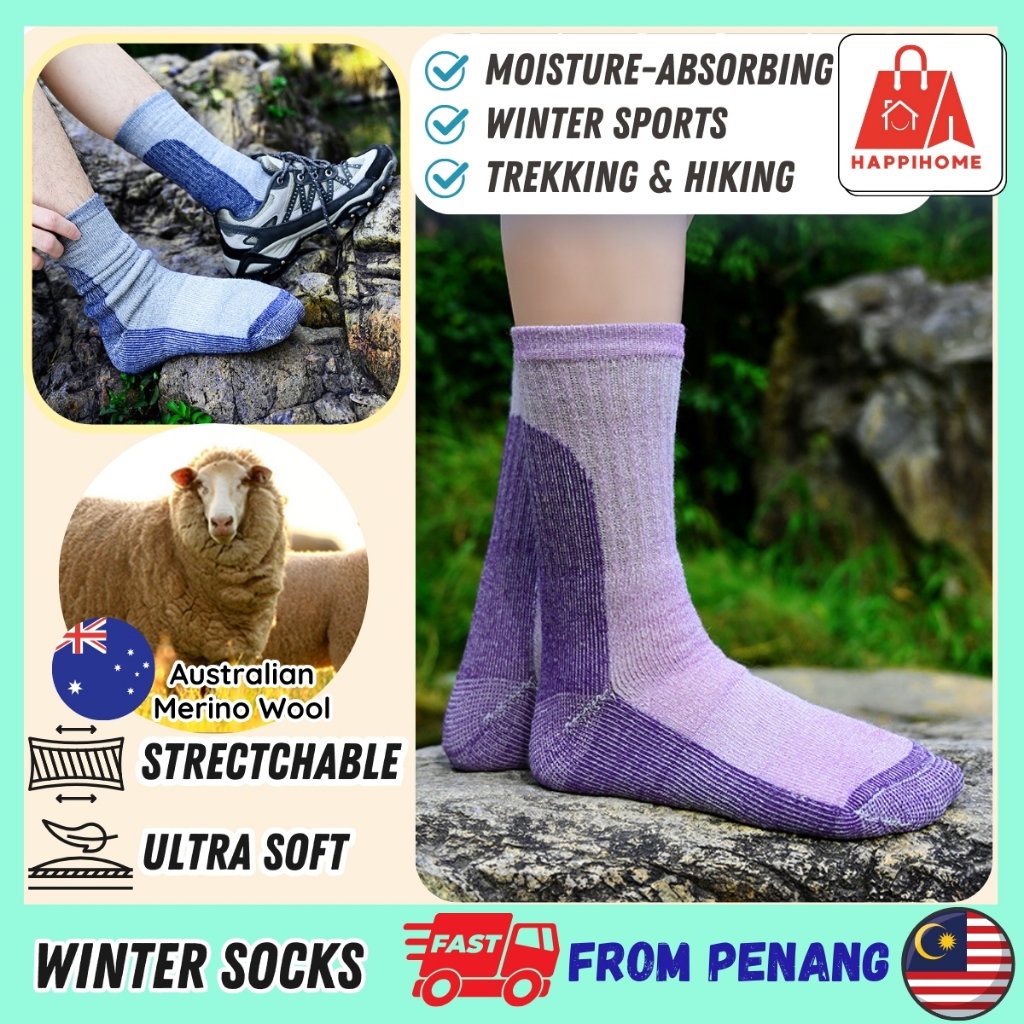 1 Pair Winter Merino Wool 90% Socks Woman Man Thermal Socks Anti-Odor ...