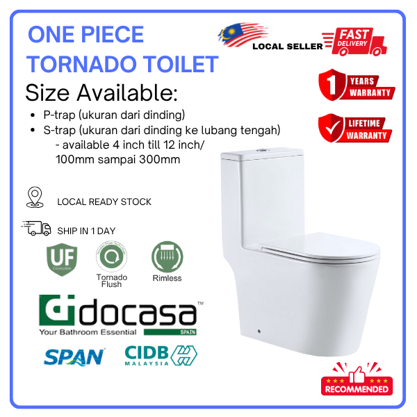 Docasa One Piece A444 P-Trap 180mm S-Trap 100mm - 300mm Bathroom ...