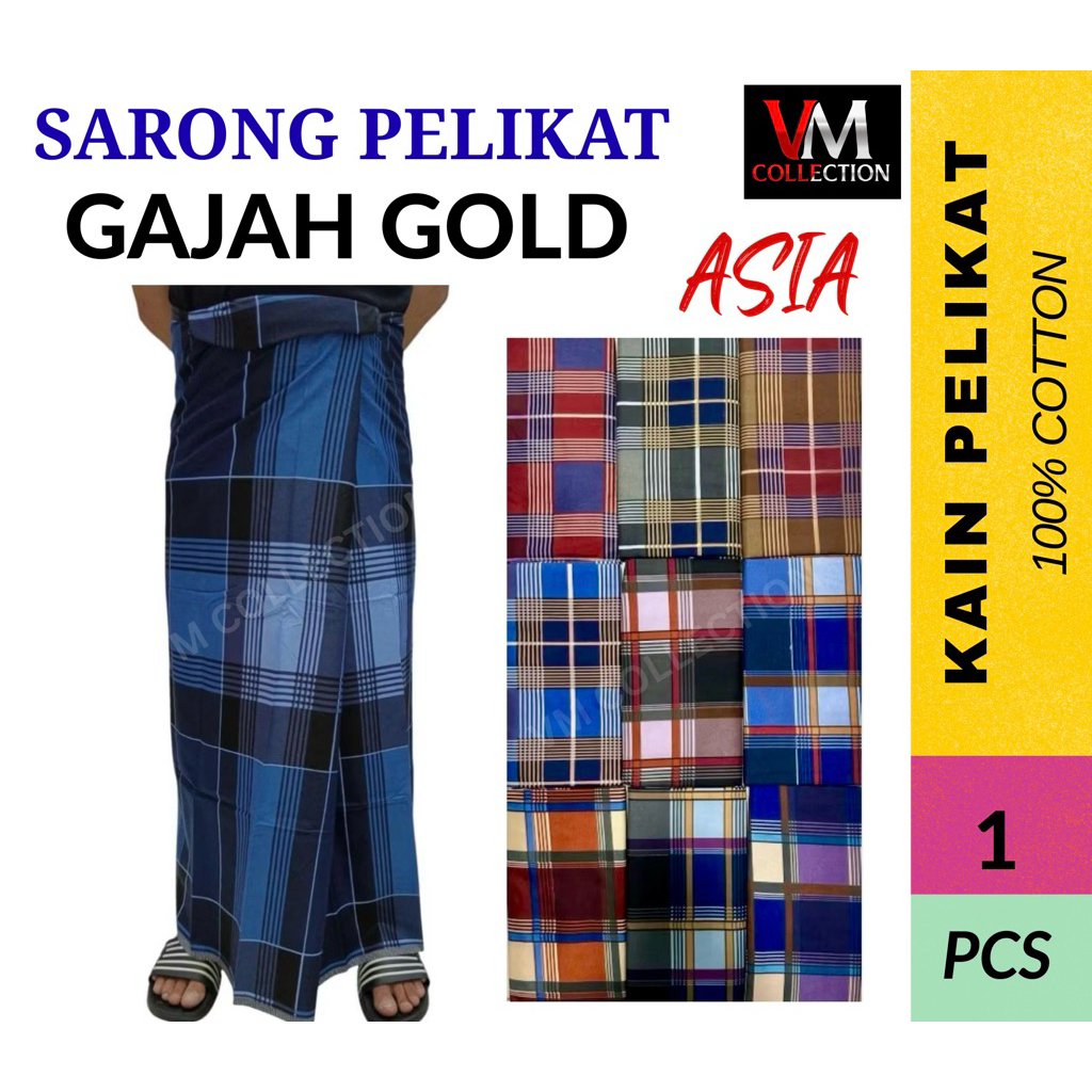 KAIN PELIKAT GAJAH GOLD PREMIUM ASIA SARONG KAIN PELIKAT DEWASA HALUS ...