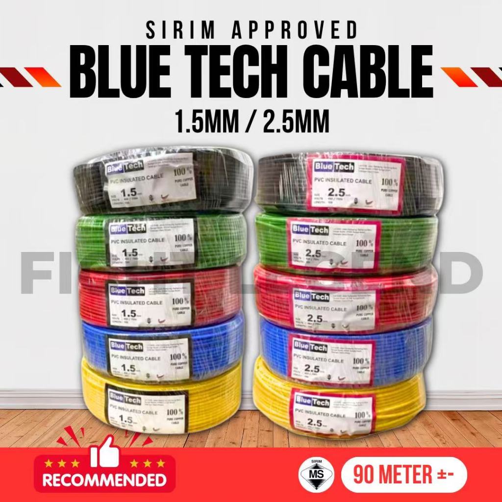 BlueTech 1.5mm 2.5mm 4mm 100% Pure Copper PVC Insulated Cable Cable ...