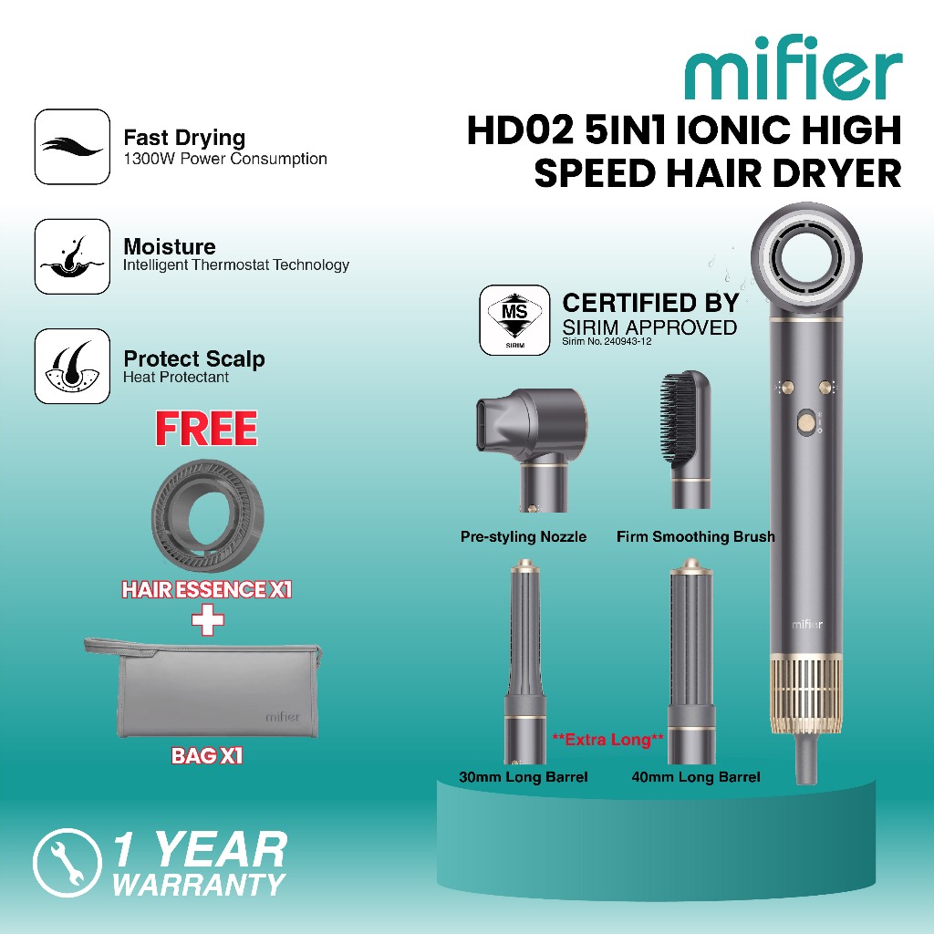 Mifier HD02 PRO 5 in 1 High Speed Hair Dryer Negative Ionic Blow Dryer ...