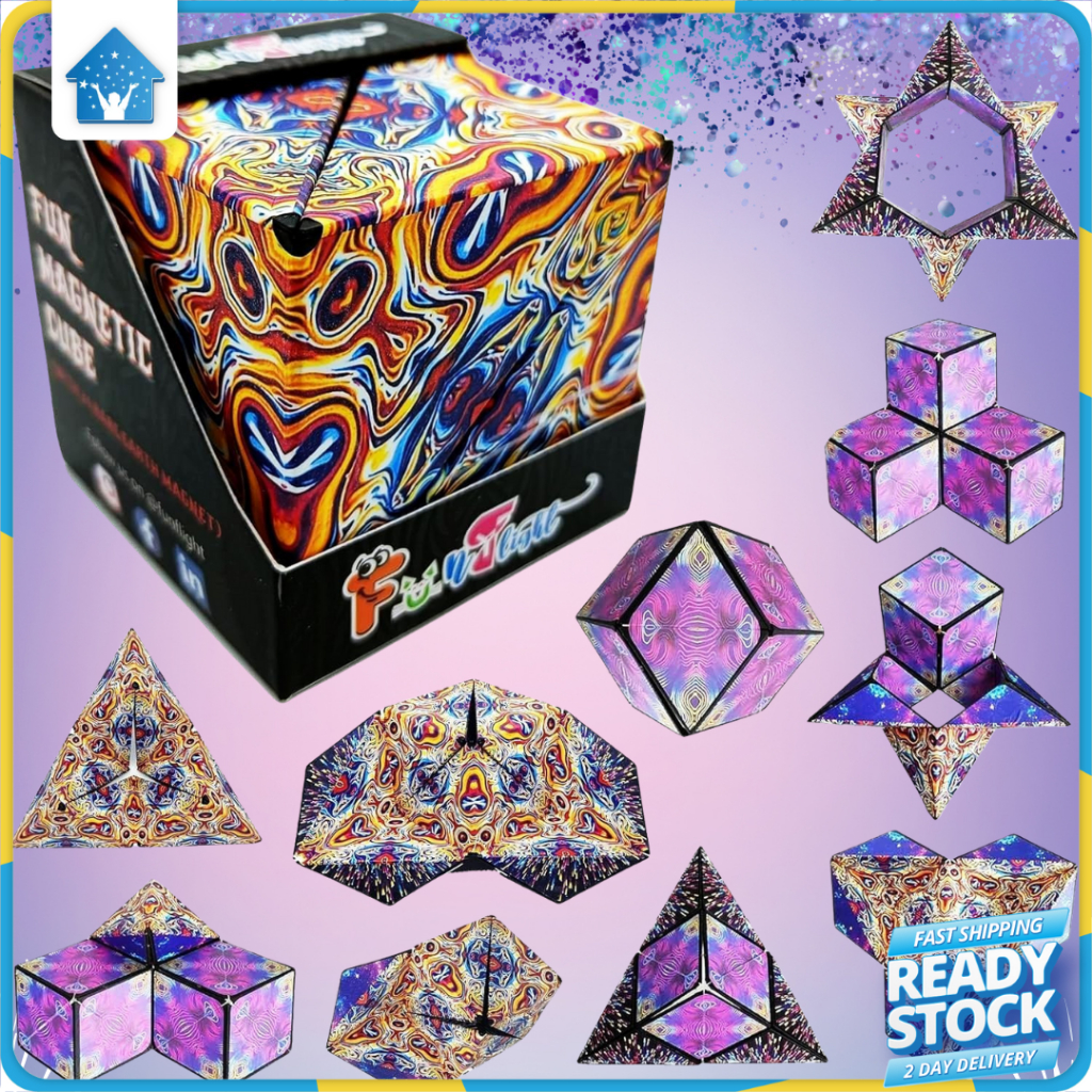Magic Cube 3D Magnetic Mainan Puzzle Anak Fidget Toys Infinity Cube ...