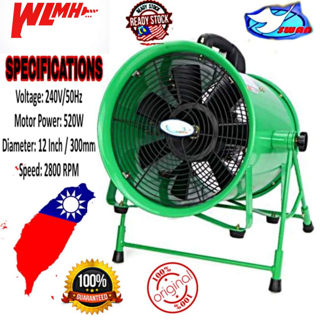 SWAN & BENMA 12'' PORTABLE VENTILATION FAN SHT30A C/W 5M VENTILATOR FAN ...