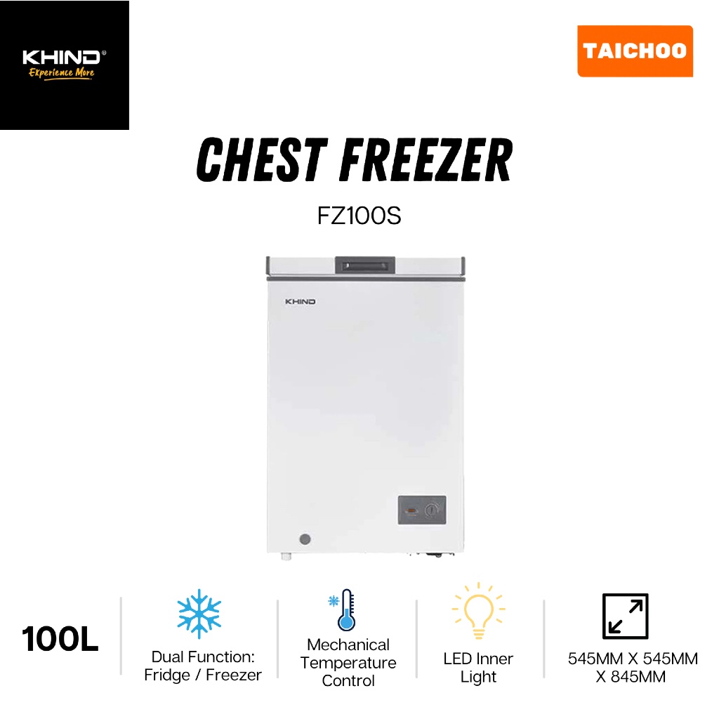 Khind Chest Freezer 100L [Inner LED Light] FZ100S | Shopee Malaysia