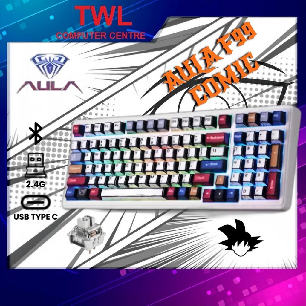 AULA F99 COMIC Wireless Mechanical Gaming Keyboard | BT/Wired/2.4G Gray ...